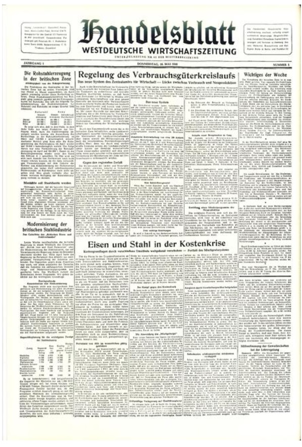 Handelsblatt — история издания, тираж, год основания, редакторы — РУВИКИ